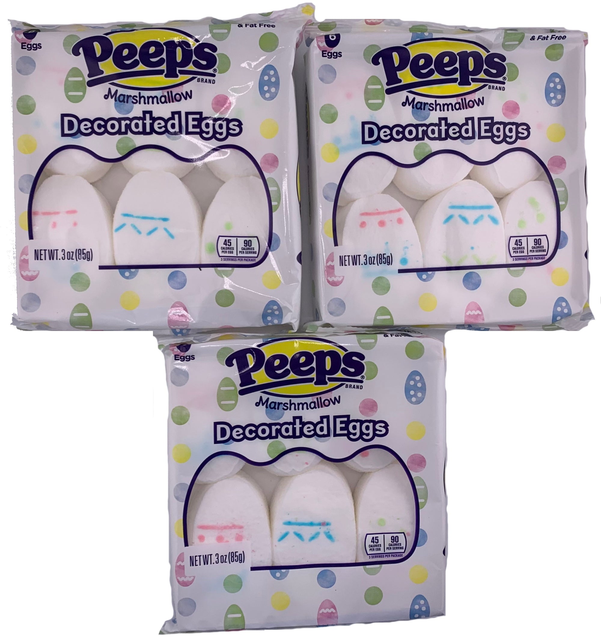 Peeps Decorated Eggs Marshmallow Easter Candy 3 Pack (18 Easter ...