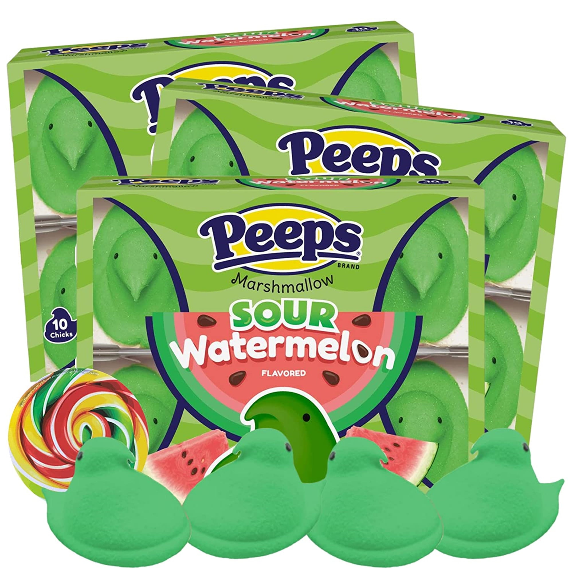 Peeps Easter Candy, Sour Watermelon Chicks, Pack of 3, 3 Ounces per ...