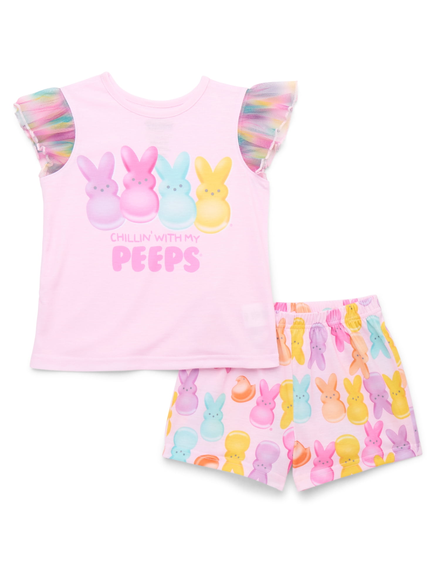 Peeps Girls Cotton Ruffle Sleeve Pajama Set - Walmart.com