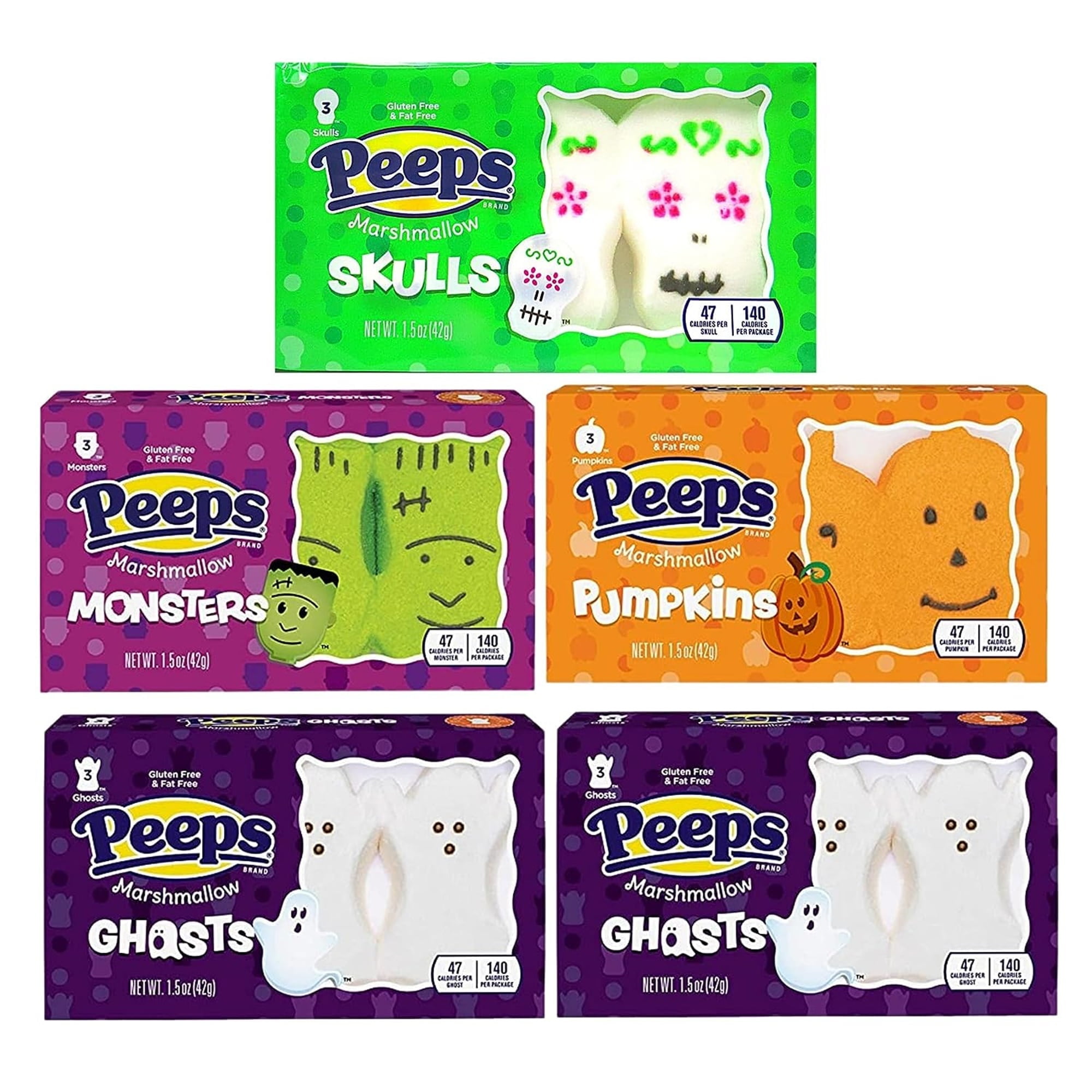 PEEPS Halloween Marshmallow Bundle, Skulls, Monsters, Pumpkins, Ghosts ...