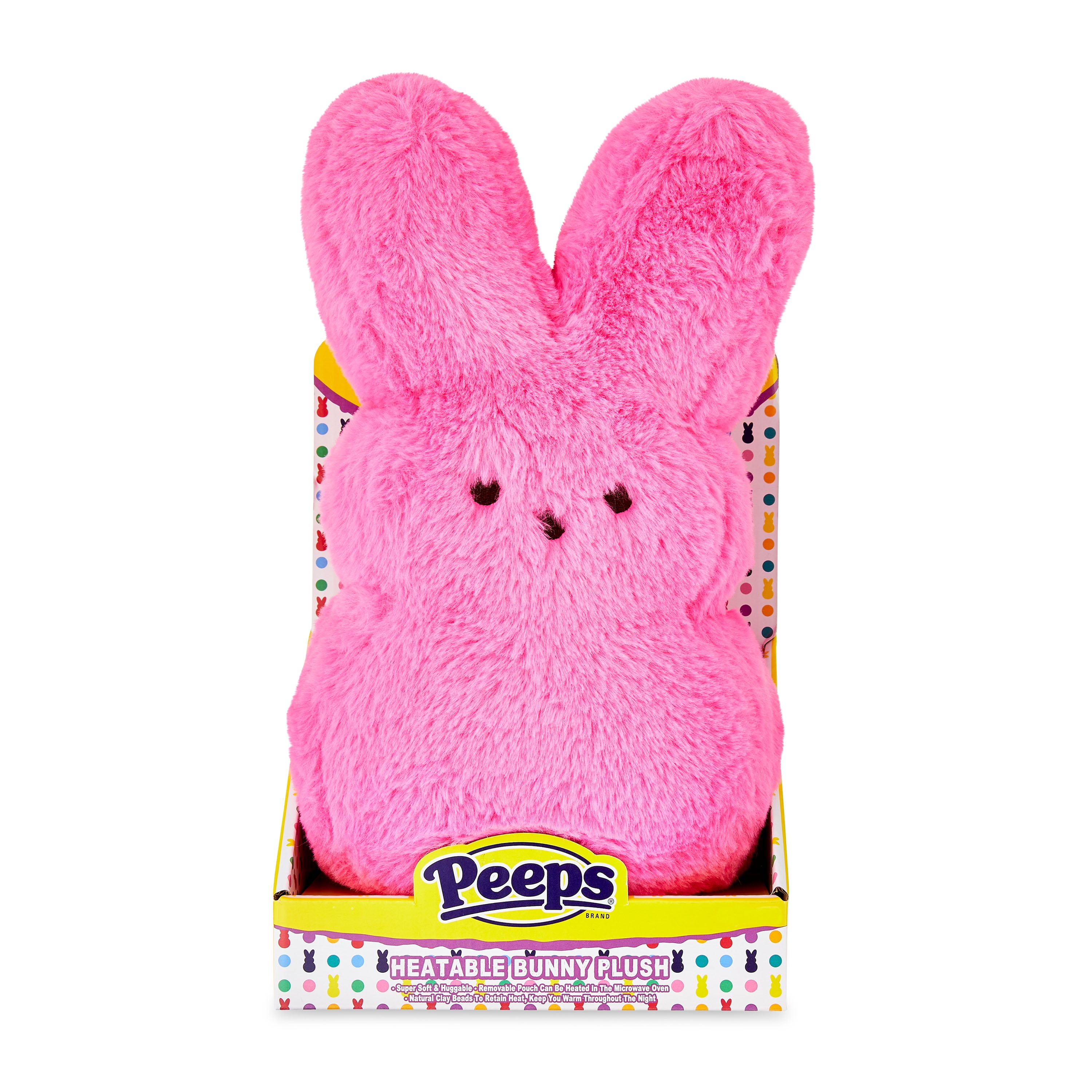 Peeps Brand Pink Heatable Bunny Plush with Clay Beads, Microwaveable for Soothing Warmth ...