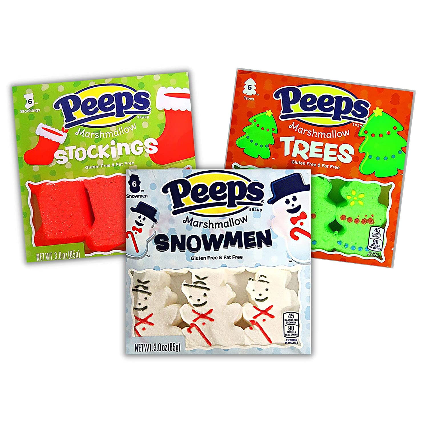 Peeps Marshmallow Merry Christmas Candy Treats, Snowmen, Stockings, and Tree Shaped Marshmallows ...