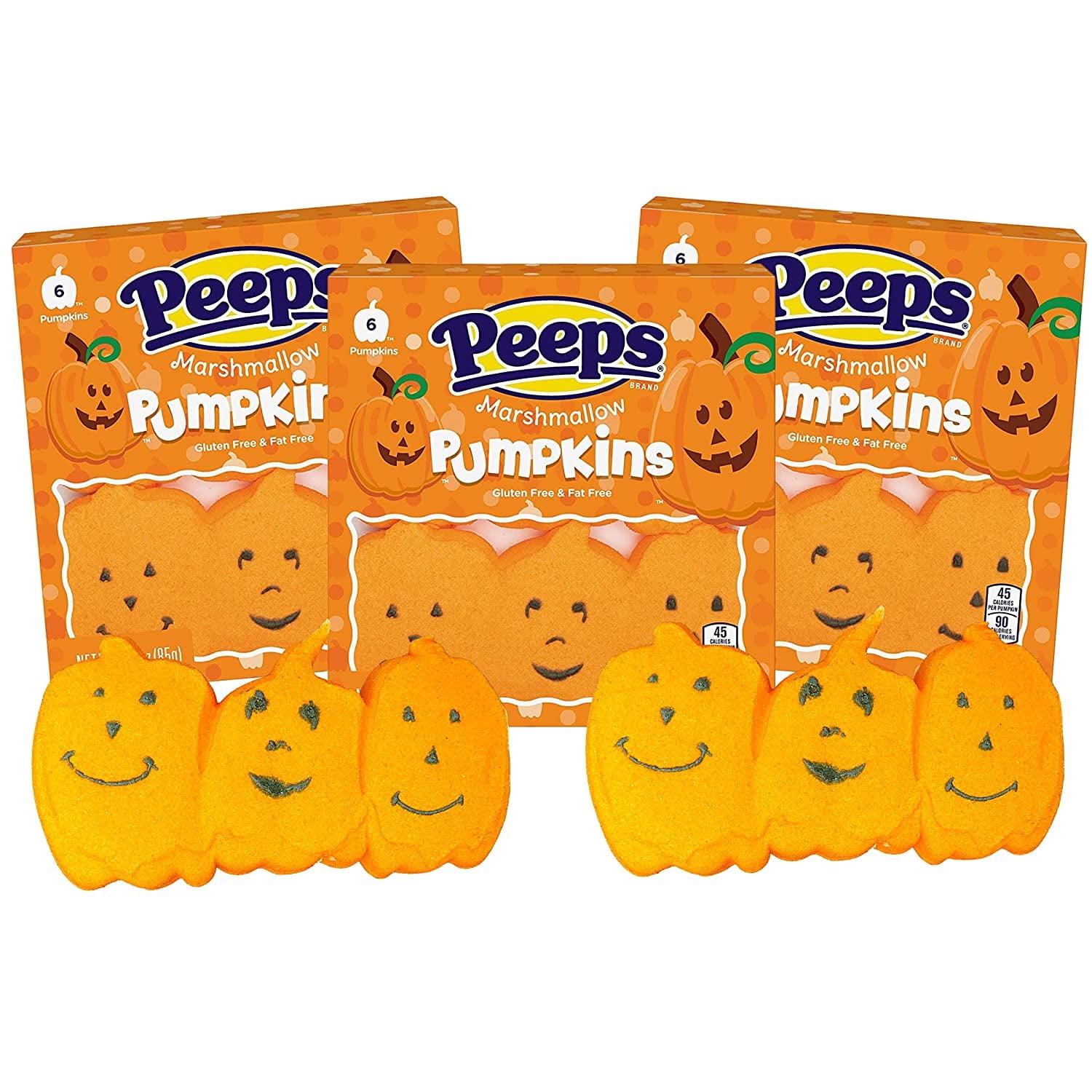 PEEPS Marshmallow Candy Pumpkin Bundle, Orange Sugar Coated Halloween ...