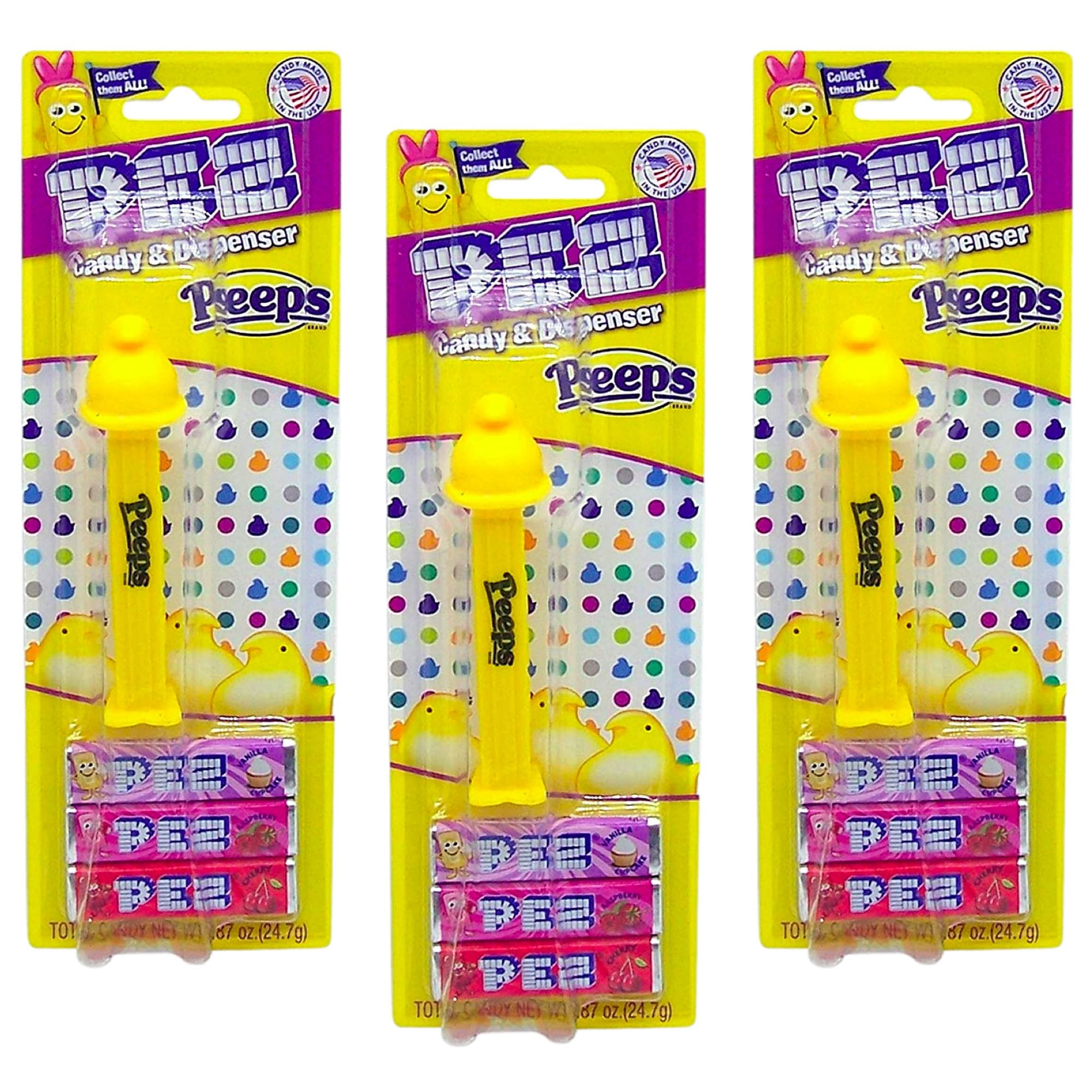 Peeps PEZ Candy Dispenser (3 Pack, 3 Candy Refill ea) Yellow Easter ...