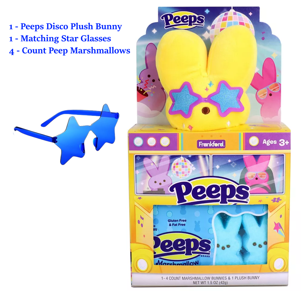 Peeps Plush Easter Gift Set Disco Bus Bunny, Star Glasses & Peeps ...