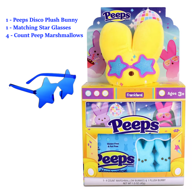 Peeps Plush Easter Gift Set Disco Bus Bunny, Star Glasses & Peeps ...