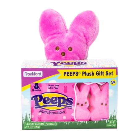 Peeps Plush & Marshmallow Bunny Gift Set, Pink, 4-Count Marshmallow ...