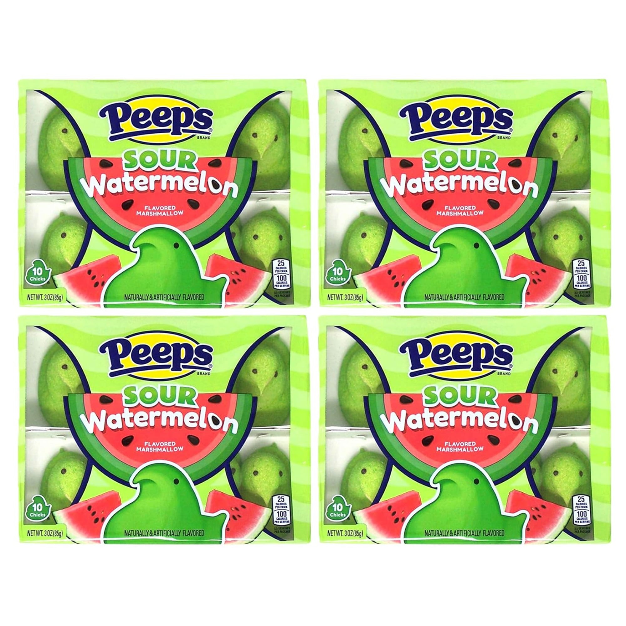 Peeps Sour Watermelon Marshmallow Chicks, Pack of 4, 3 oz each, Easter ...