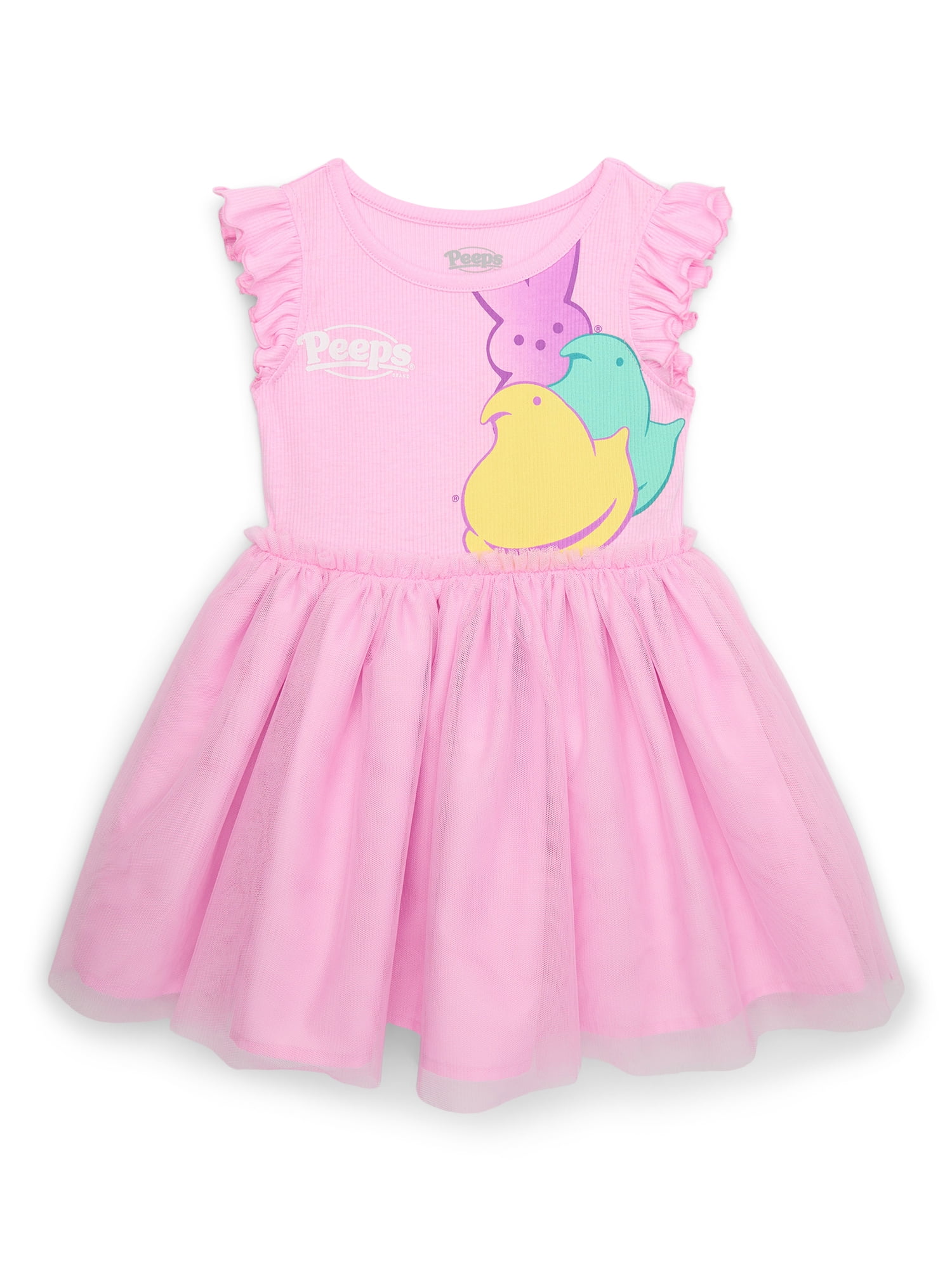 Peeps Toddler Girls’ Tutu Easter Dress with Flutter Sleeves, Sizes 12M ...