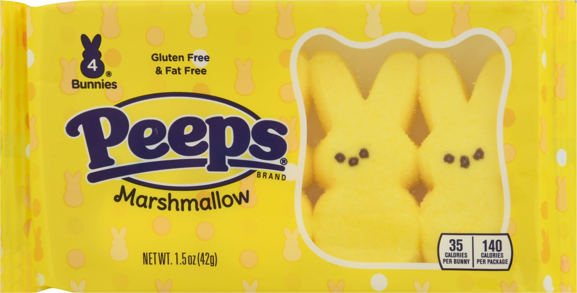 Peeps, Yellow Marshmallow Bunnies Easter Candy, 4ct (1.5oz) - Walmart.com