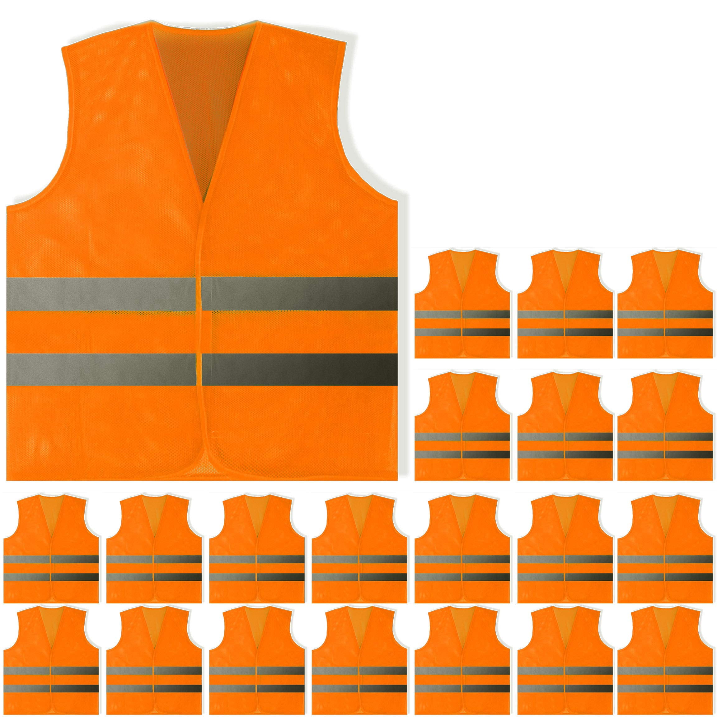 PeerBasics Safety Vests 20 Pack - Orange Reflective High Visibility ...