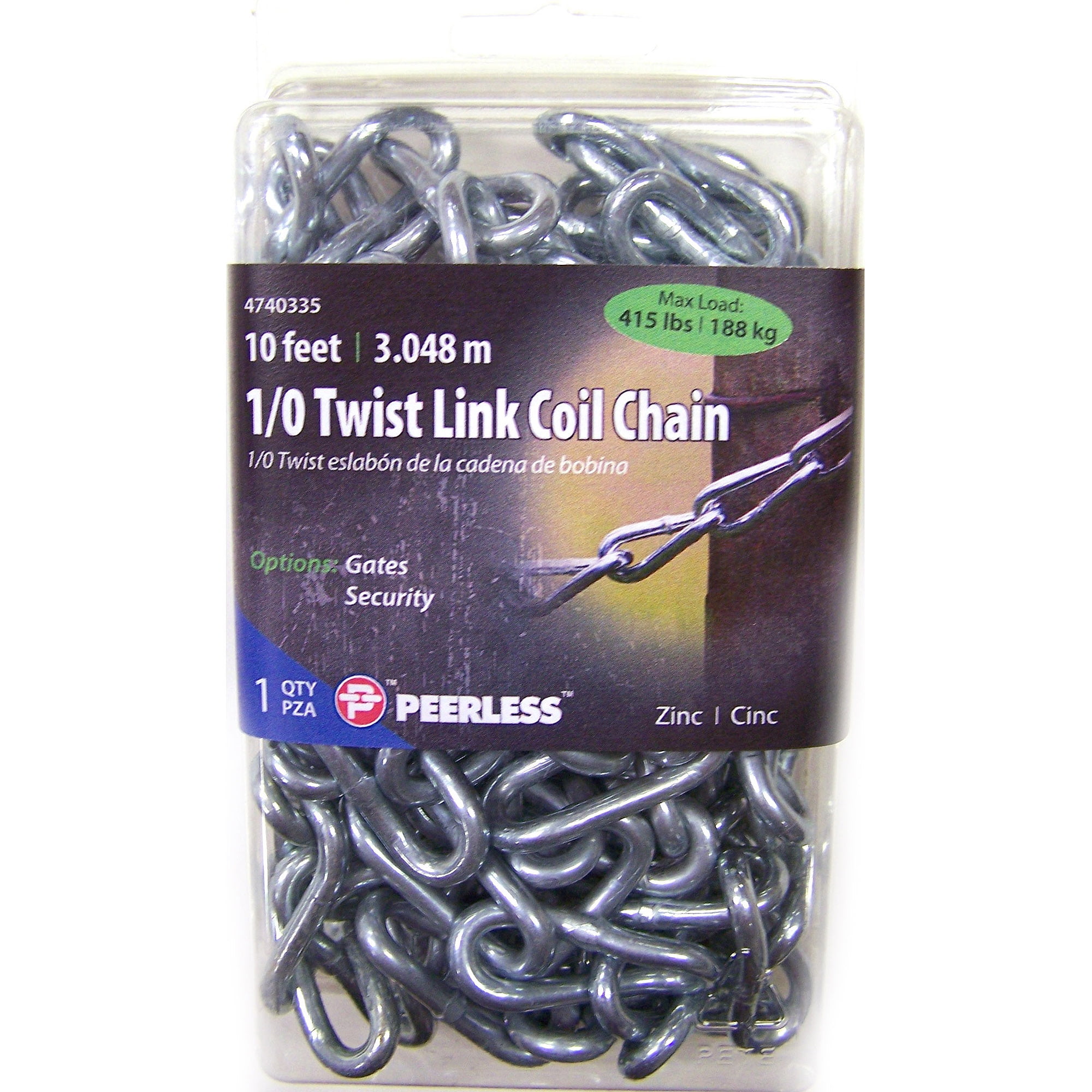 Peerless 1/0 Twist Coil Chain, 10' - Walmart.com