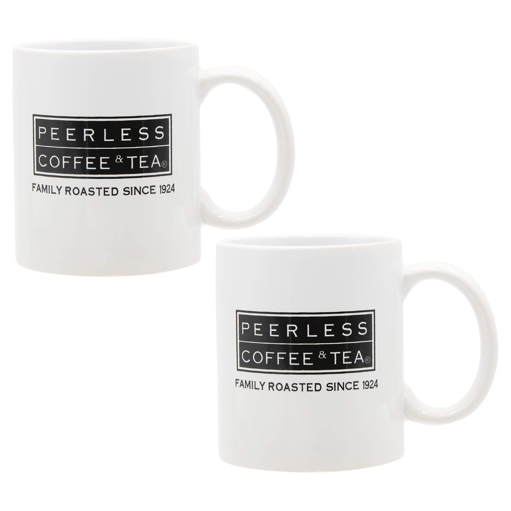 Peerless Coffee Brand Logo White Ceramic Mugs 12 Oz, Set of 2 - Walmart.com