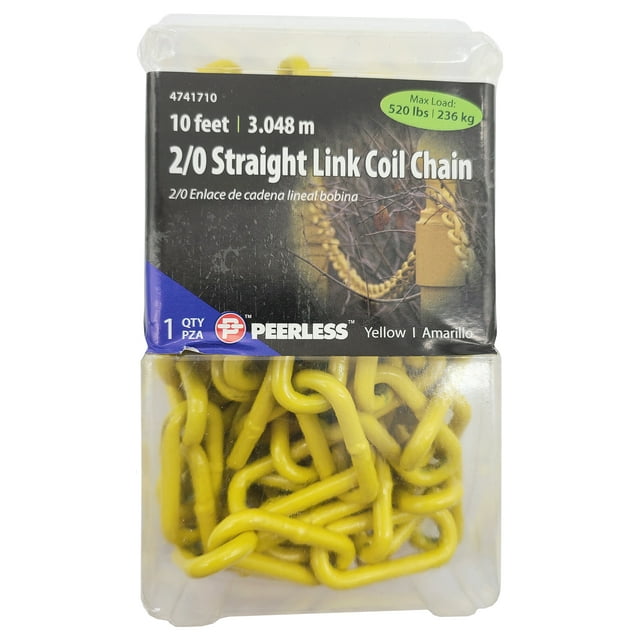 Peerless Straight Coil Medium Duty Chain, Yellow, Safety Barrier, Gate ...