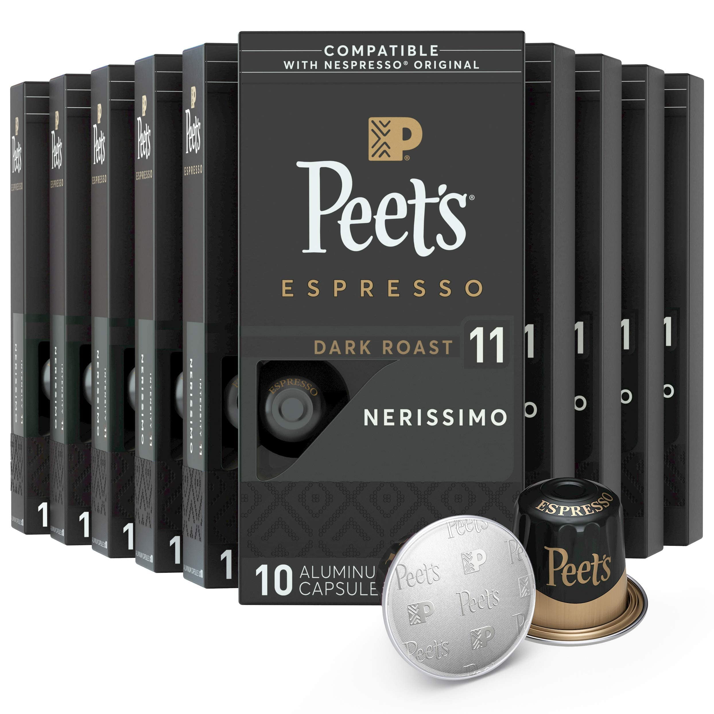 Peet's Coffee, Dark Roast Espresso Pods, 100 Count, Nerissimo Intensity ...