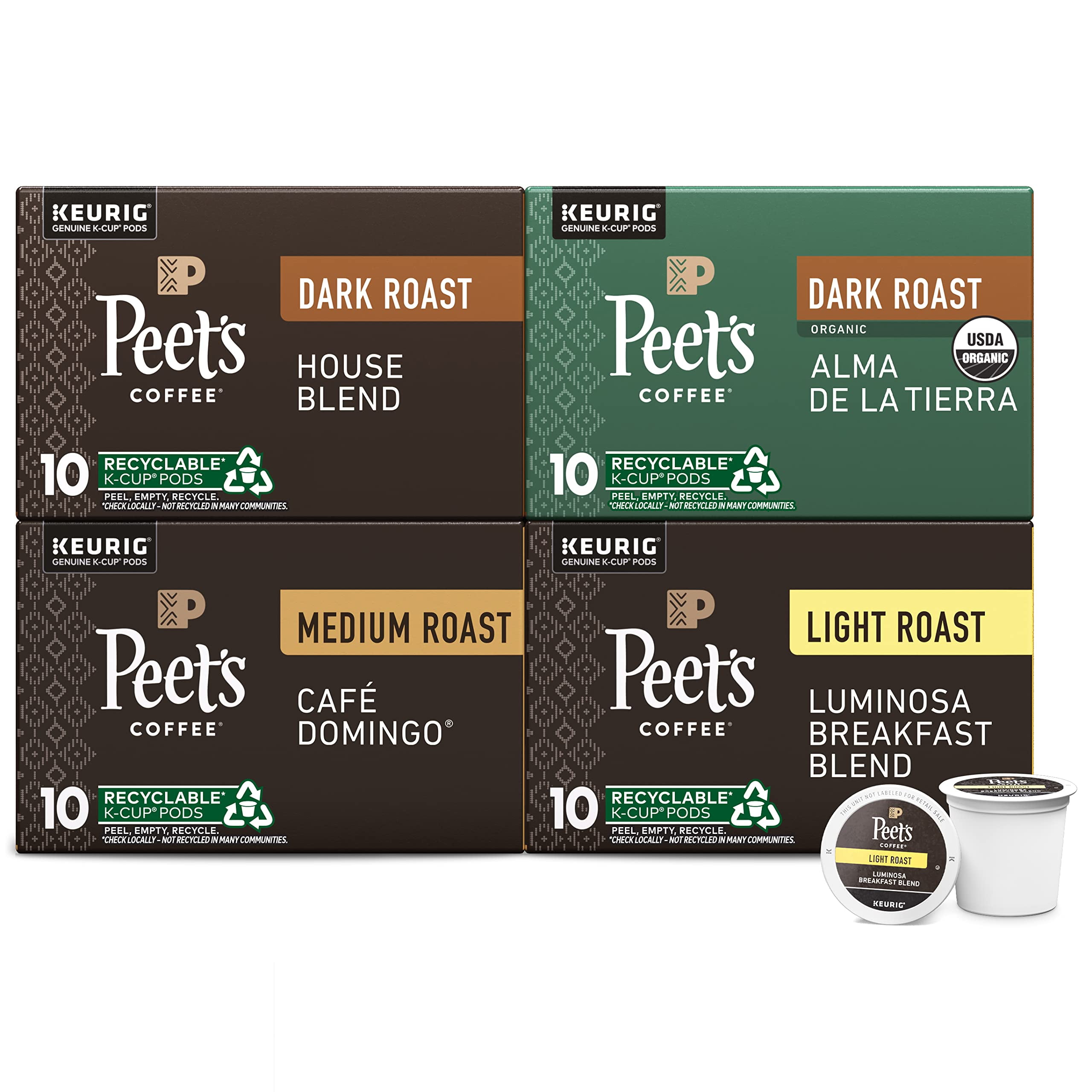Peet,S Coffee Gifts, Dark, Medium, And Light Roast Keurig Coffee Pods ...