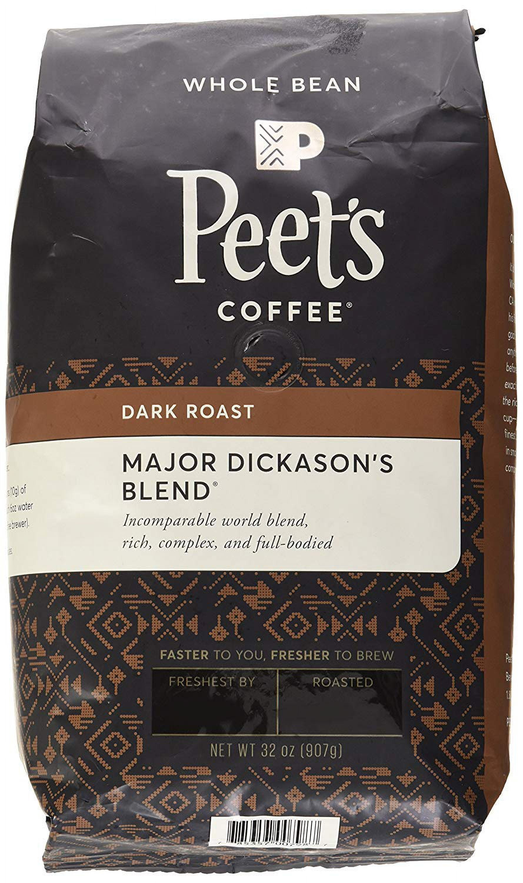 Peets Coffee Major Dickasons Blend Deep Roast, Whole Bean (32 Oz ...