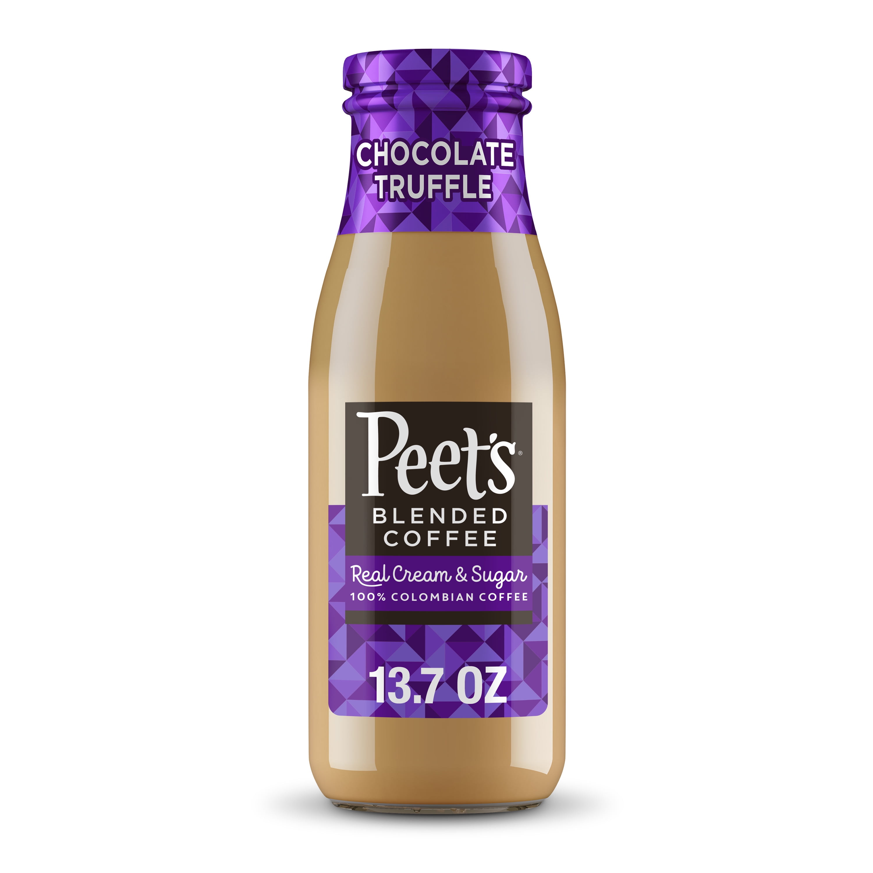 Peet's Chocolate Truffle Blended Iced Coffee, 13.7 fl oz Glass Bottle ...