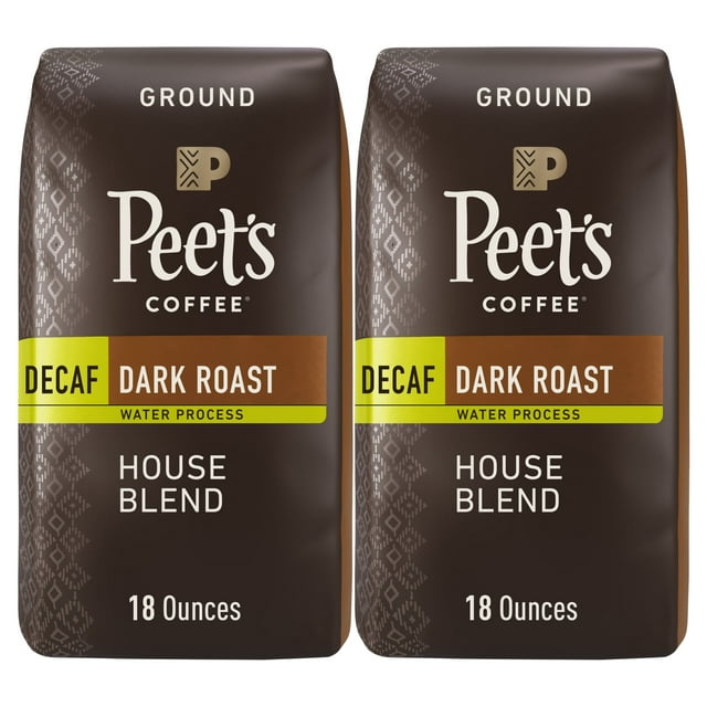 (2 pack) Peet's Coffee Decaf House Blend, Dark Roast Ground Coffee, 18 ...