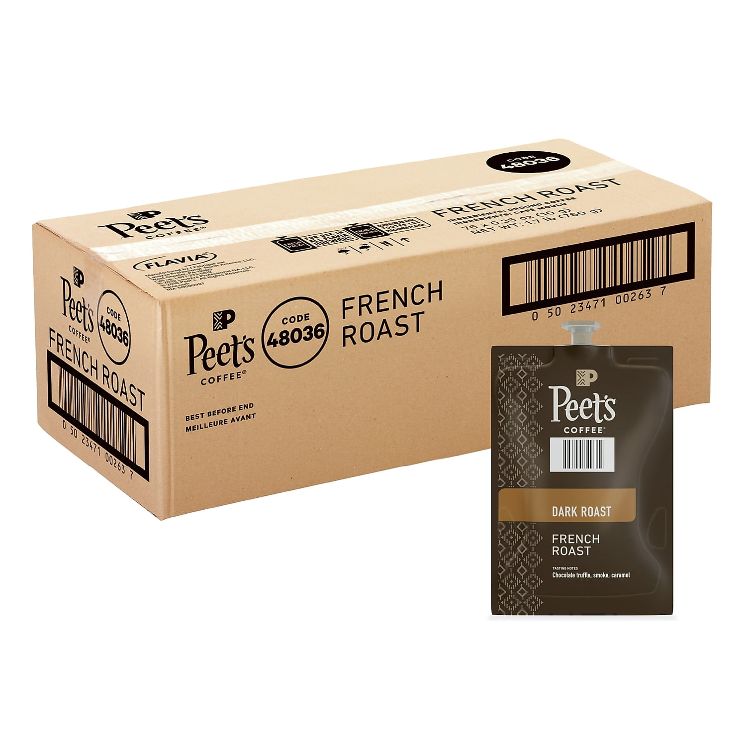 Peet's Coffee French Roast Freshpack Coffee Dark Roast 0.35 LPC00263 ...