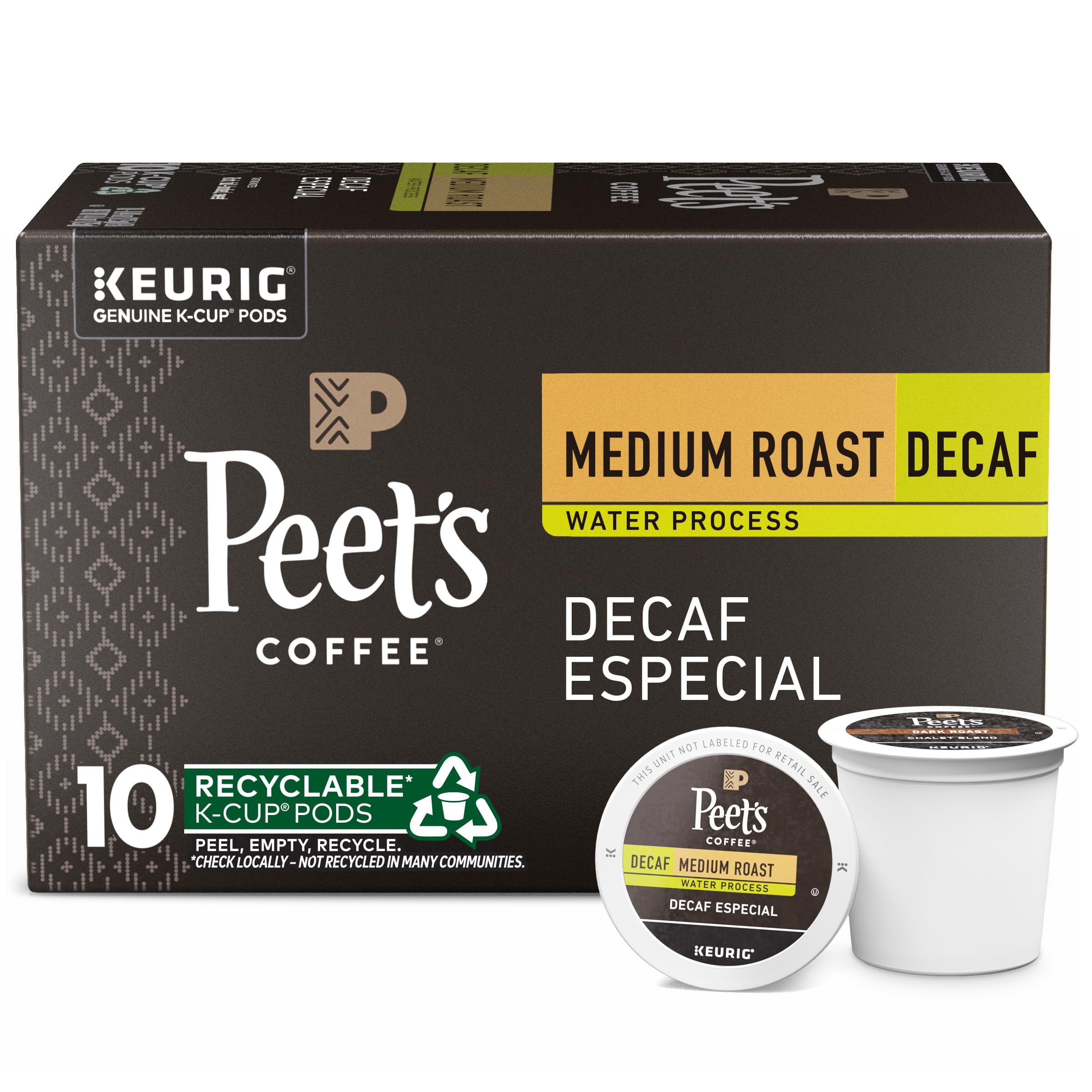 Peet's Coffee K-Cup Single Serve Pack for Keurig Brewers, Decaffeinated ...