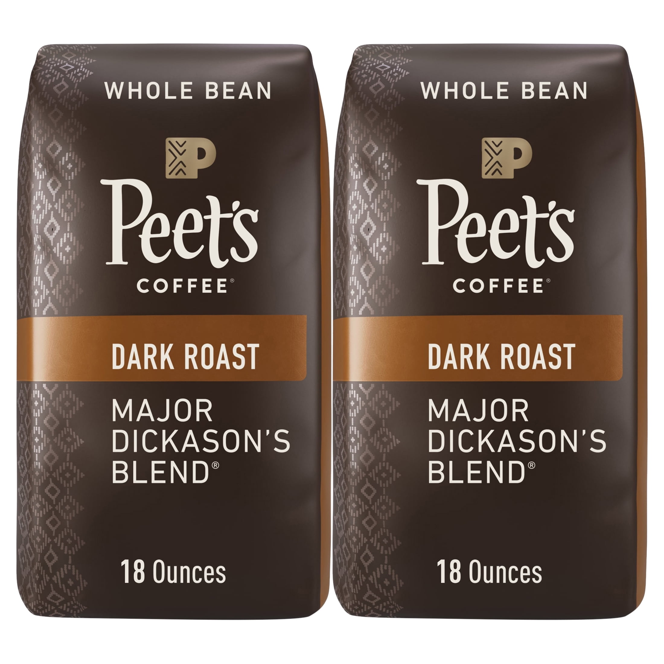 (2 pack) Peet's Coffee Major Dickason's Blend Whole Bean Coffee, Premium Dark Roast Coffee Beans ...