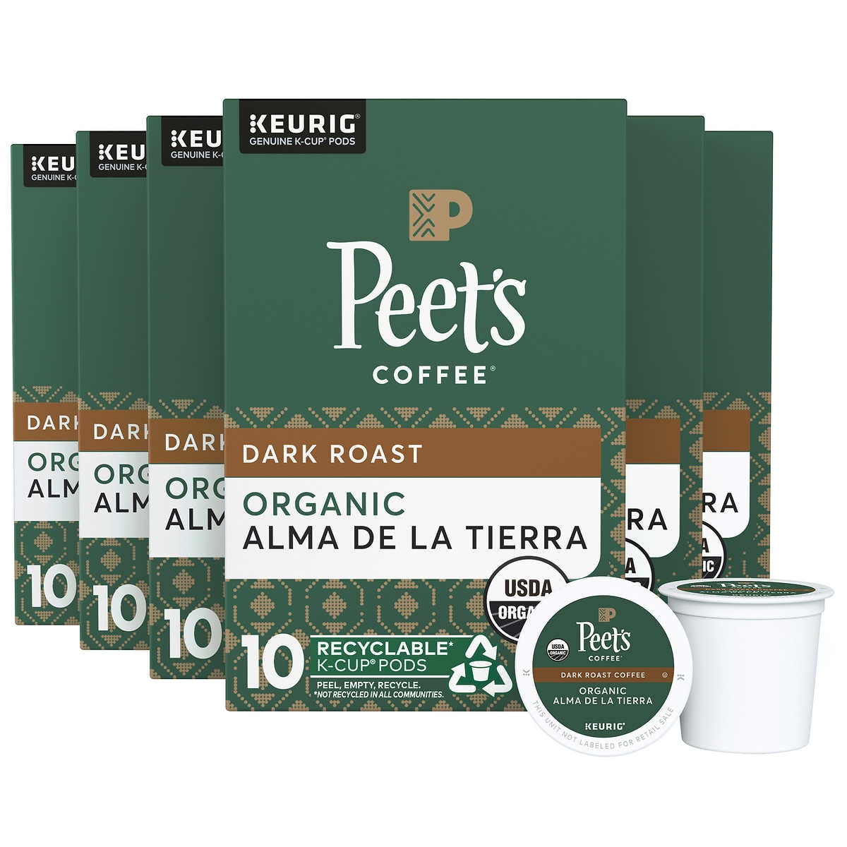 Peet's Coffee Organic Alma De La Tierra, 60-Count Dark Roasted K-Cup ...