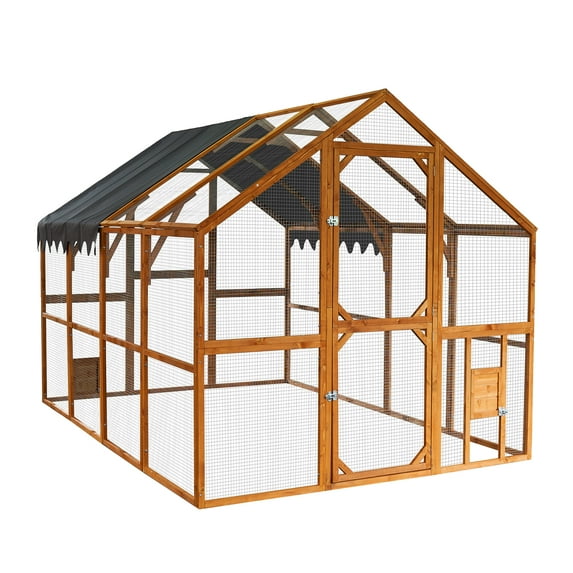 "Pefilos Large 110"" Wooden Outdoor Cat Cage, Weatherproof Run ...