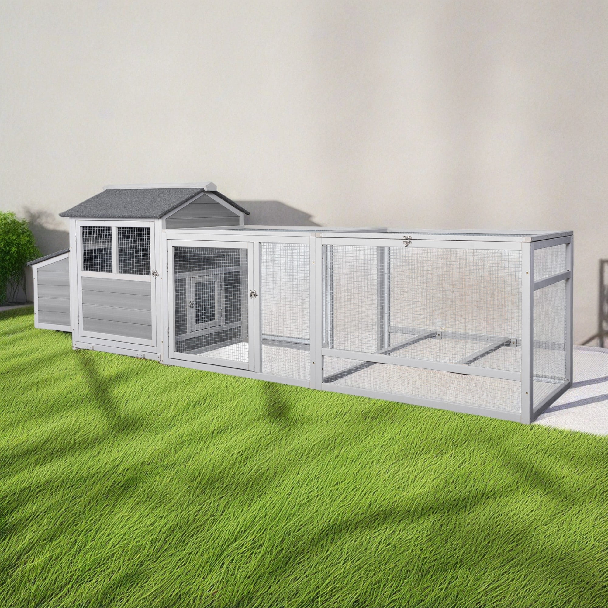 "Pefilos XL Wooden Pet Hutch, 112"" Rabbit & Chicken Coop, Ventilation ...