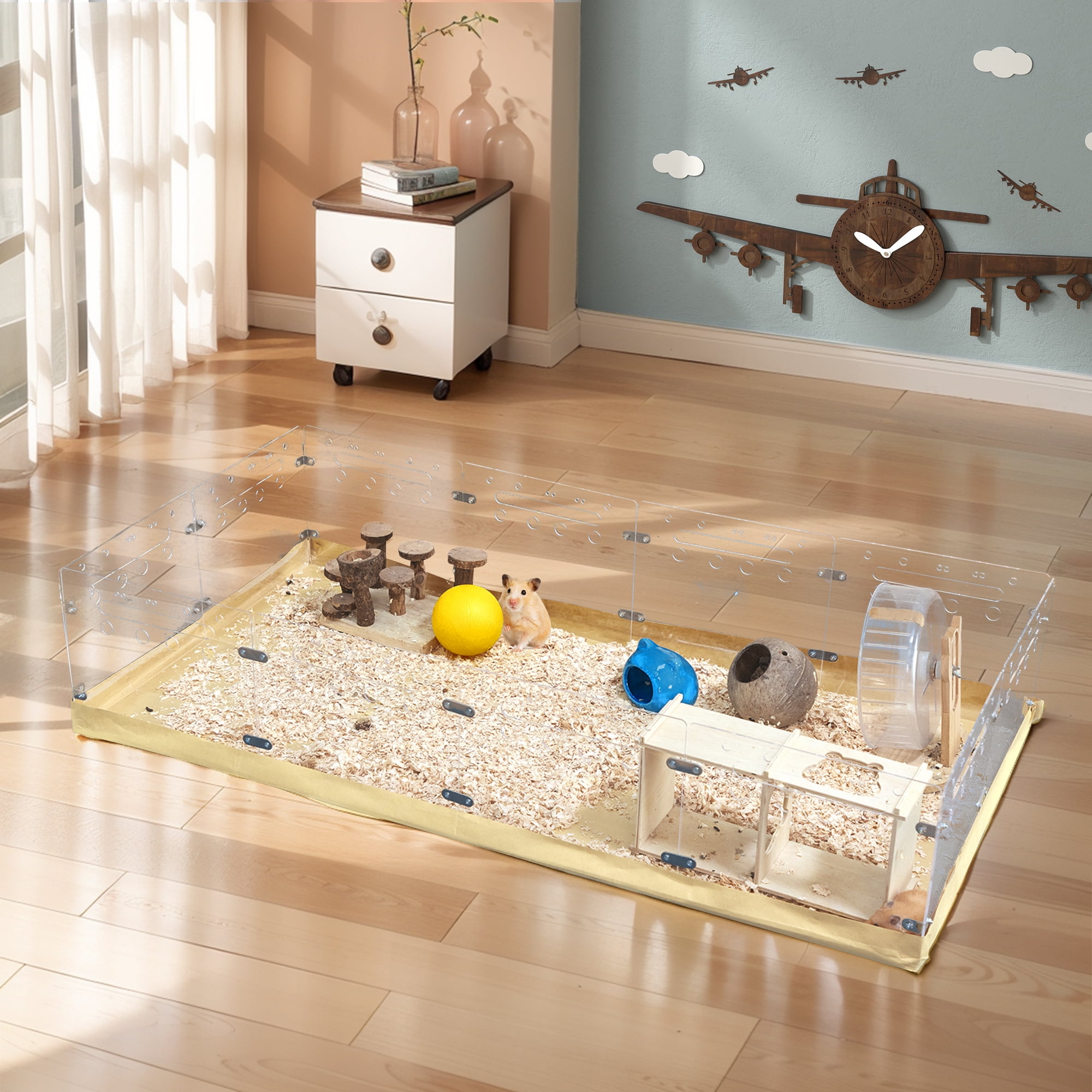 Pefilos 12 Panels Pet Playpen, Hamster Enclosure with Waterproof Kraft ...