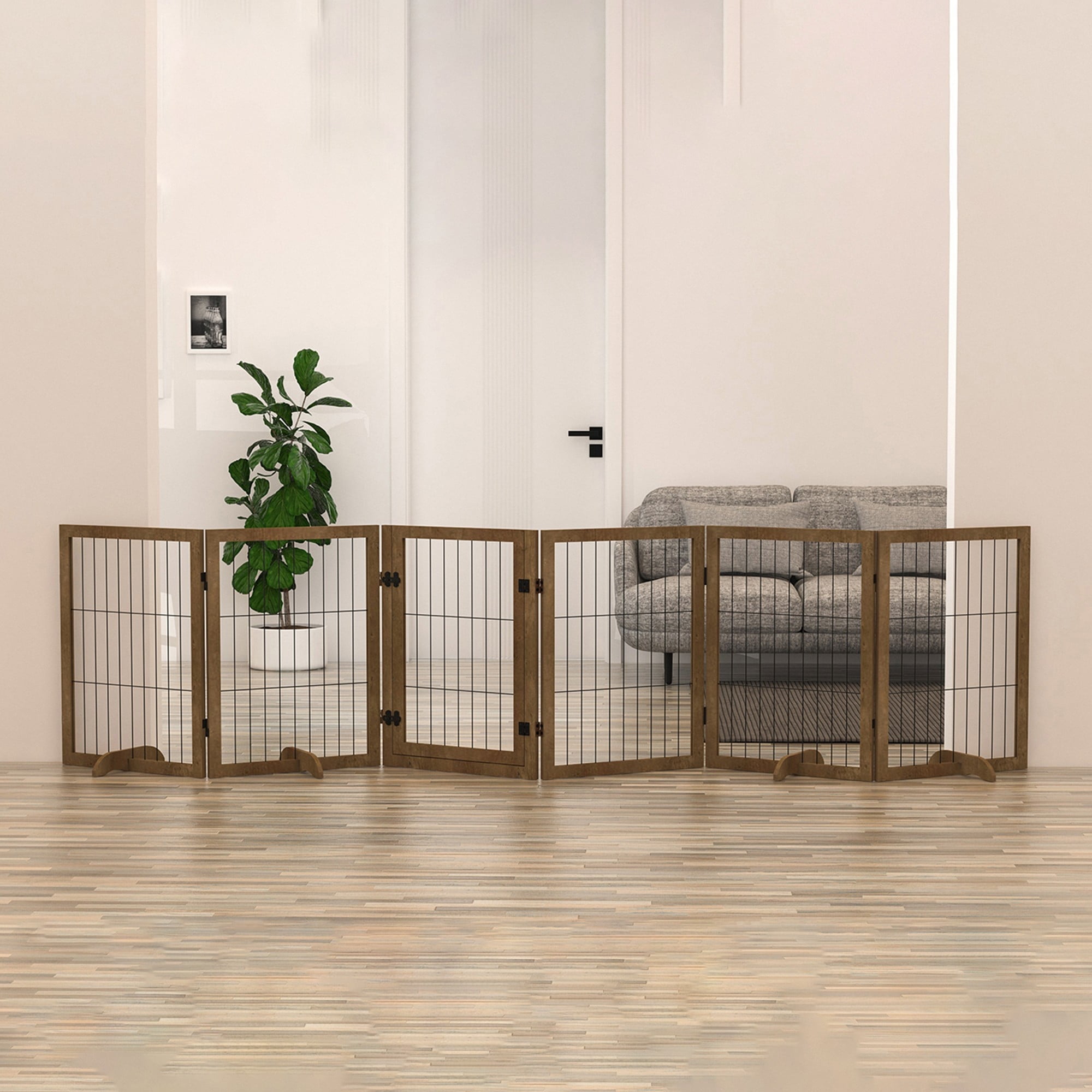 Pefilos 144" Wide Dog Gate with Door Walk Through, 32" Tall ...