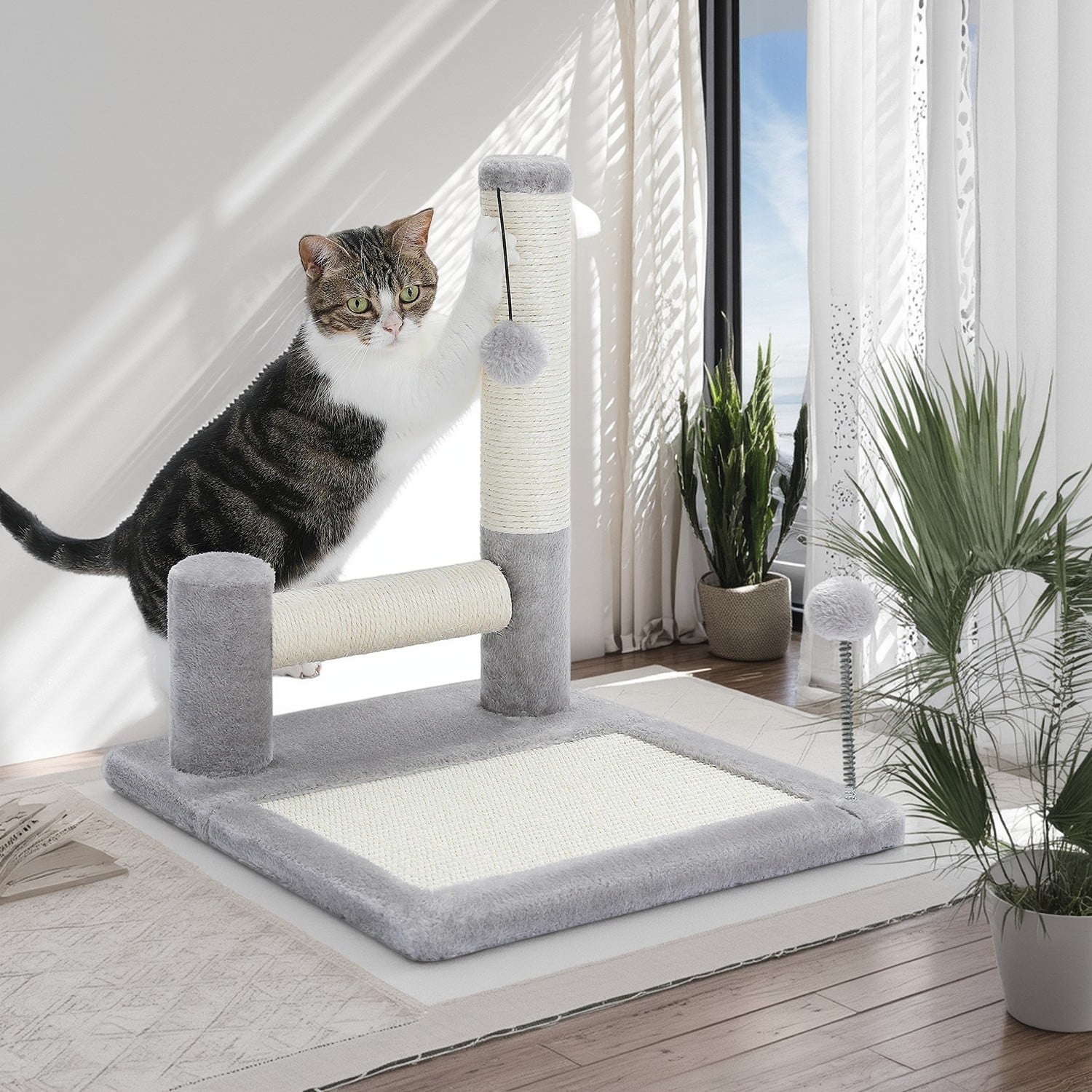 Pefilos 18" Cat Scratching Post and Cat Scratcher Toy with Interactive ...