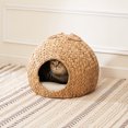 Pefilos 18" Water Hyacinth Woven Wicker Cave Cat Beds with Handles, Cat ...