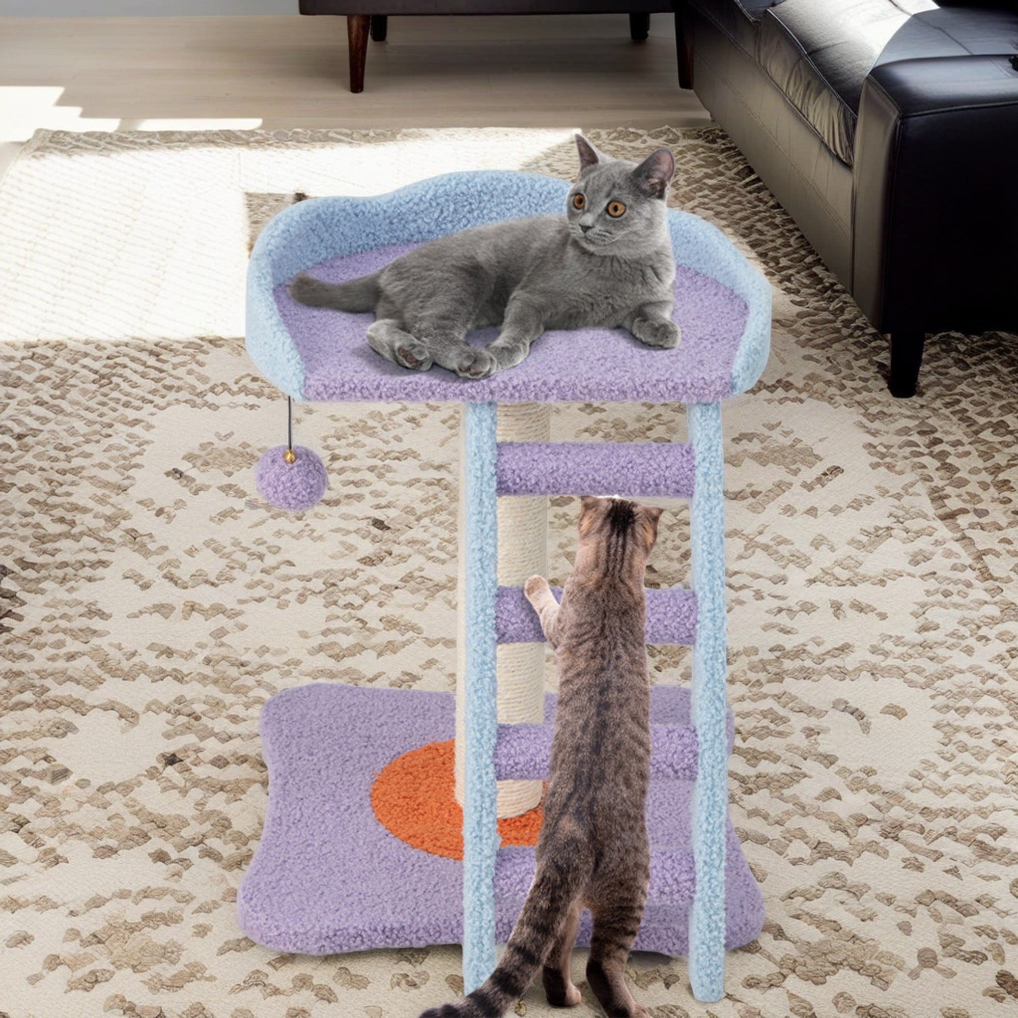 Pefilos 19" Cat Scratch Post with Ladder, Indoor Cat Scratching Posts ...