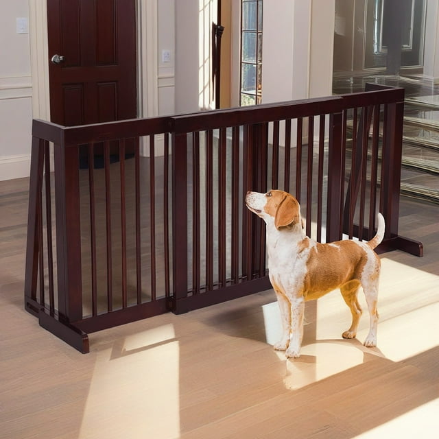 Pefilos 20"-80" Adjustable Wooden Dog Fence Indoor, Freestanding Pet ...