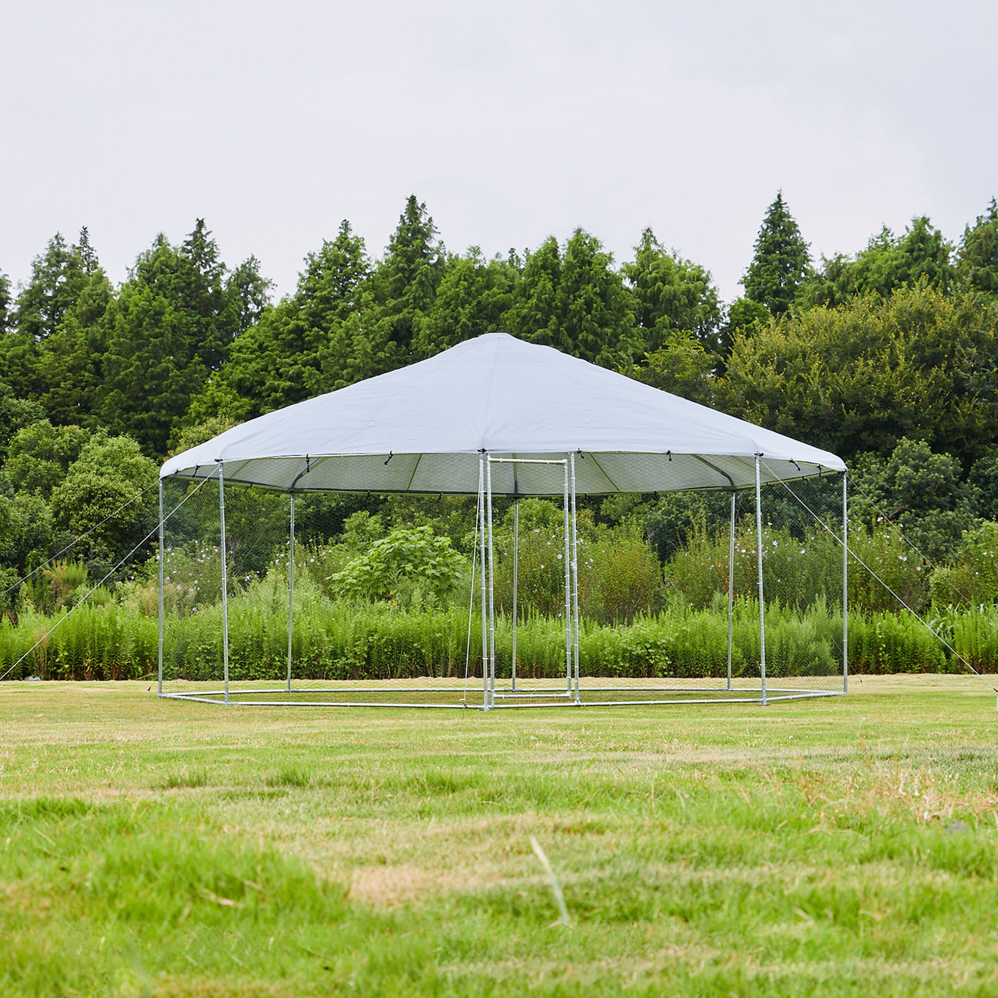 Pefilos 208" Large Metal Chicken Coop with Waterproof Roof, Outdoor Hen ...