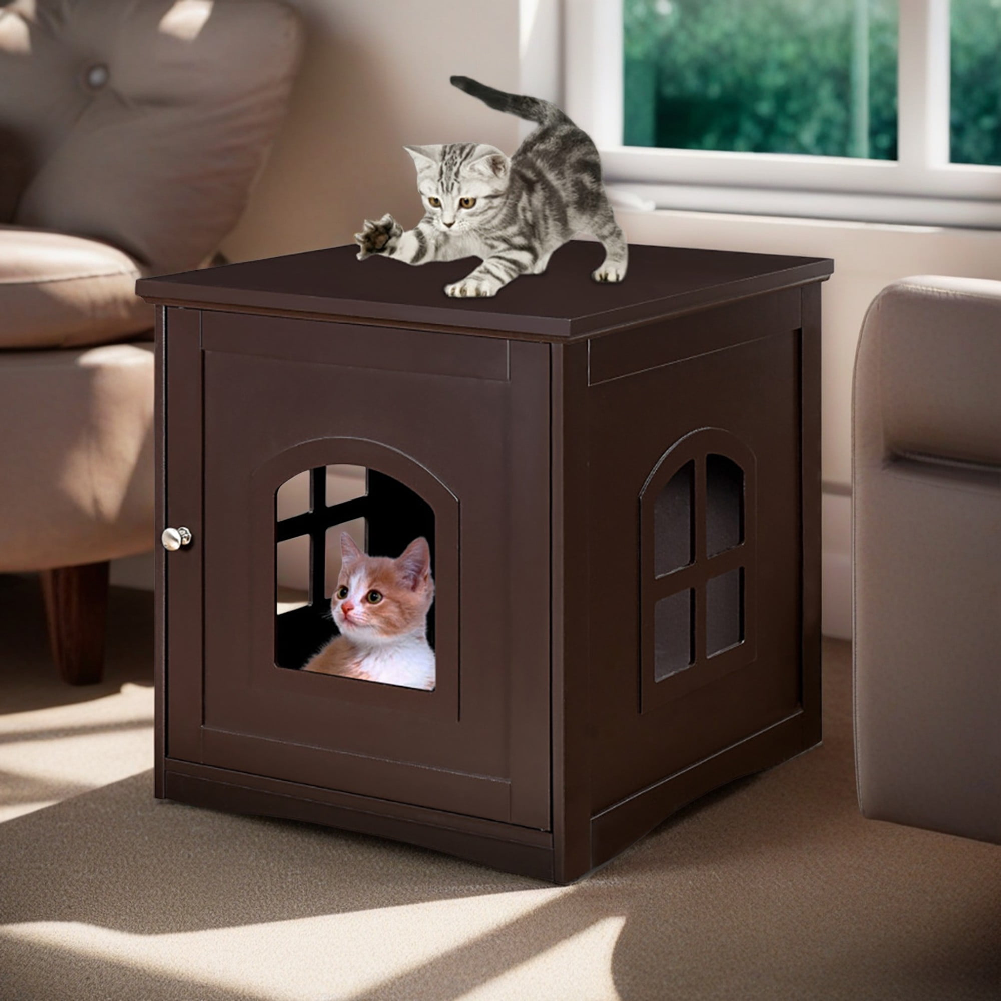 Pefilos 21" Indoor Cat Houses Furniture, Hidden Cat Litter Boxes ...