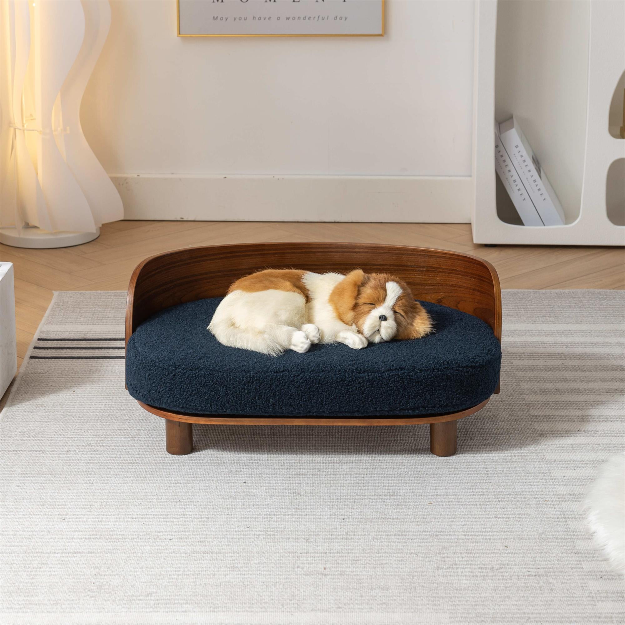 Pefilos 26" Scandinavian Style Elevated Dog Bed with Wood Legs, Bent ...