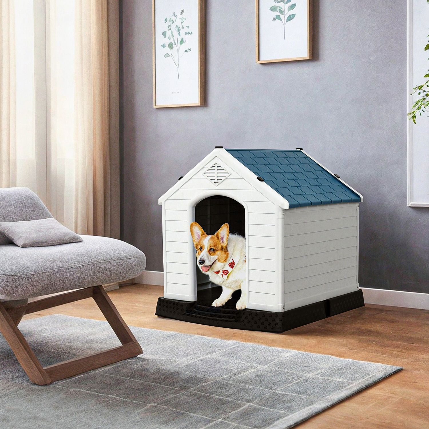 Pefilos 27" Outdoor Dog House, Sun Protection Pet Houses for Small Dogs ...