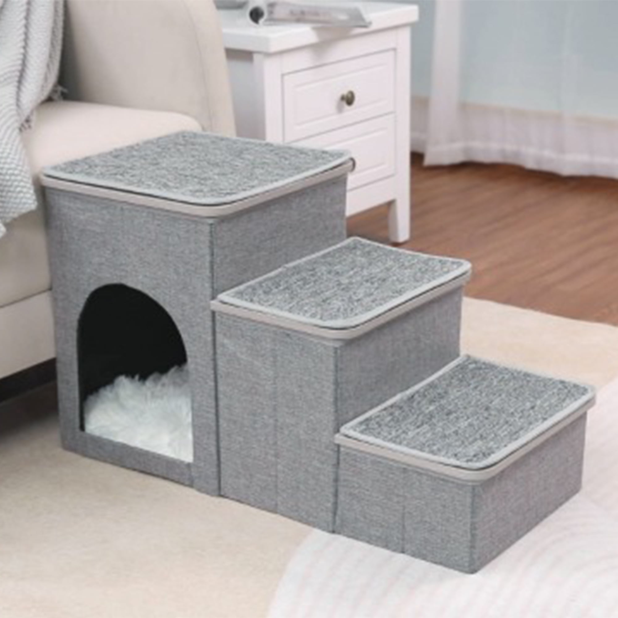 Pefilos 27" Pets Cat Dog Stairs for Beds, 3 Step Pet Steps Couch Stool ...
