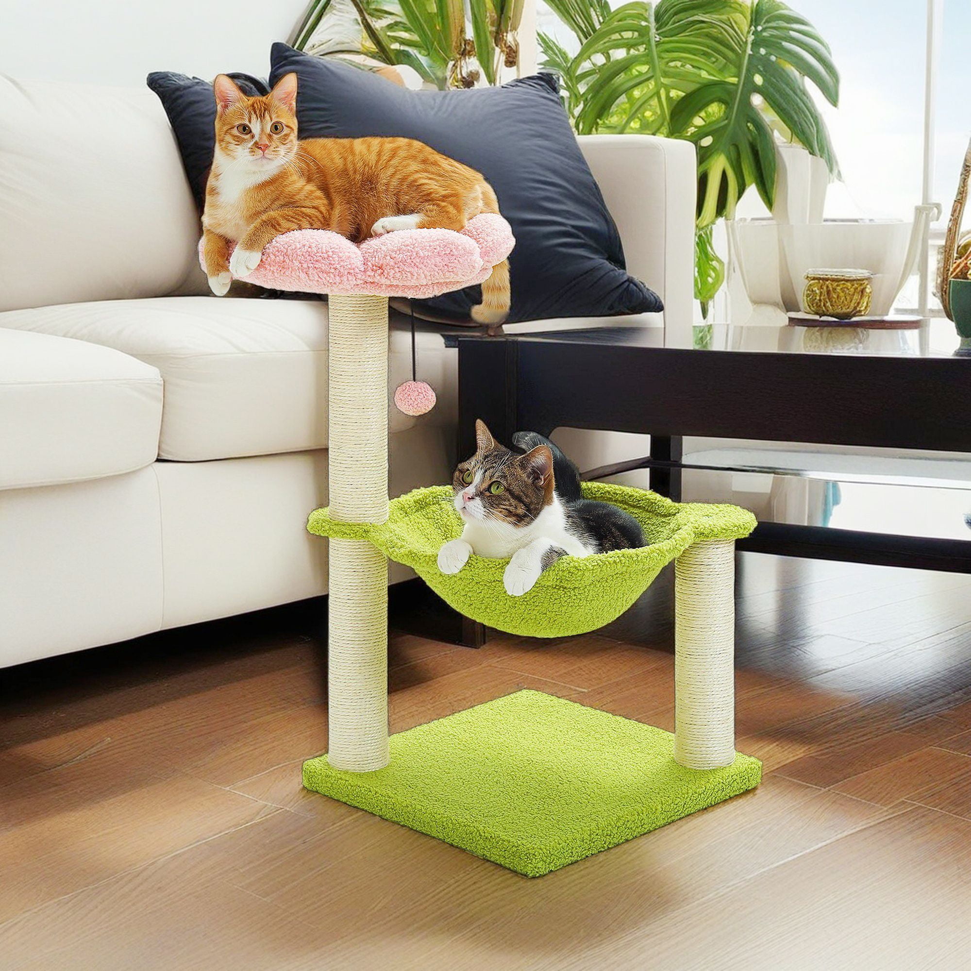 Pefilos 28" Flowers Cat Scratcher Post for Indoor Cats, Cat Scratching ...