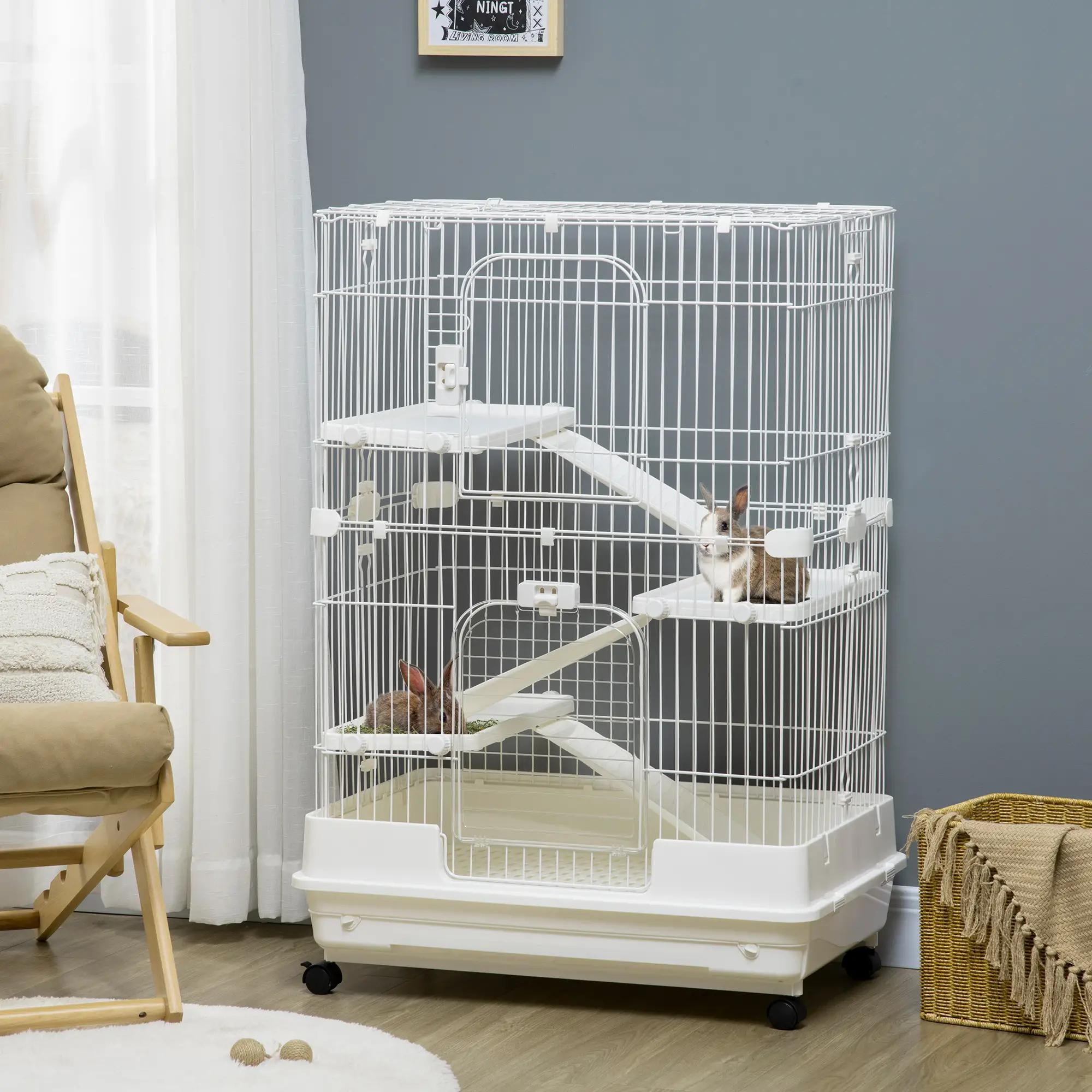 Pefilos 3-Tier Wire Cat Cage Playpen Kennel, 32" Collapsible Small ...