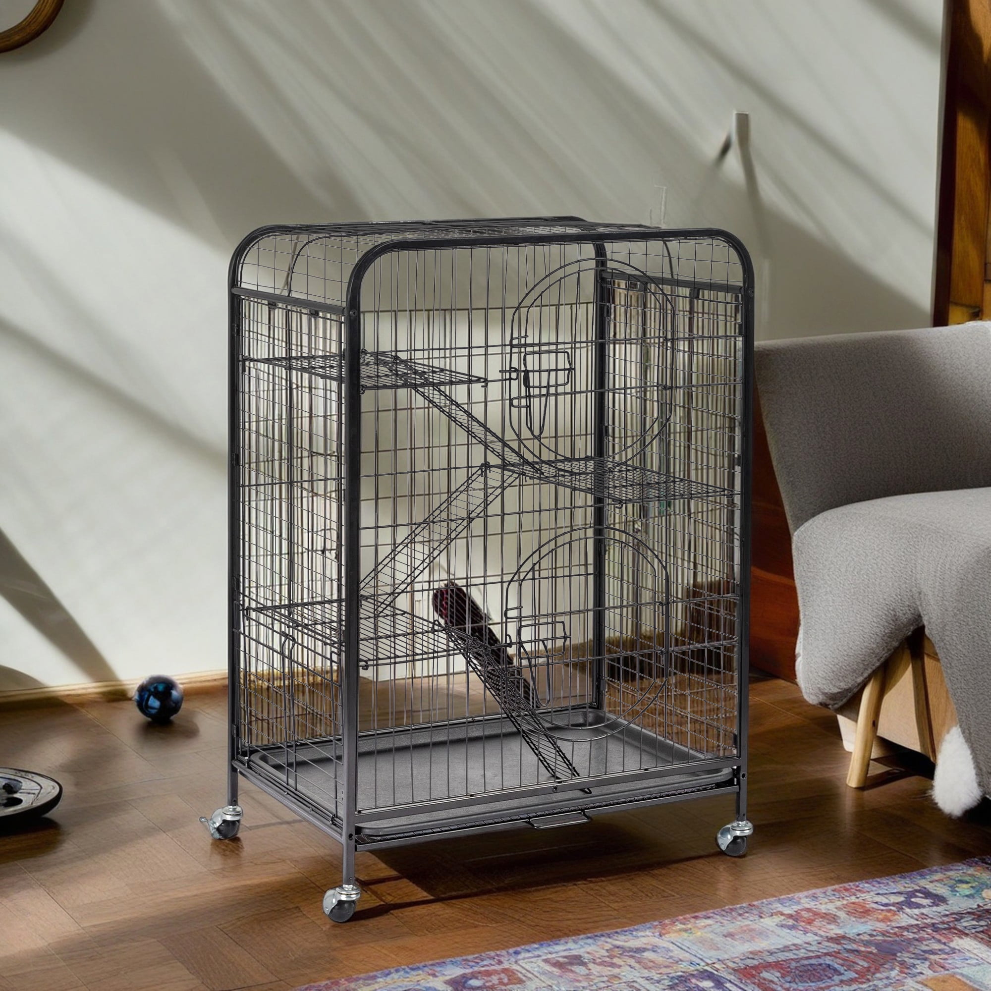 Pefilos 3-Tier Wire Cat Cage Playpen Kennel, 36" Small Animal Metal Pet ...