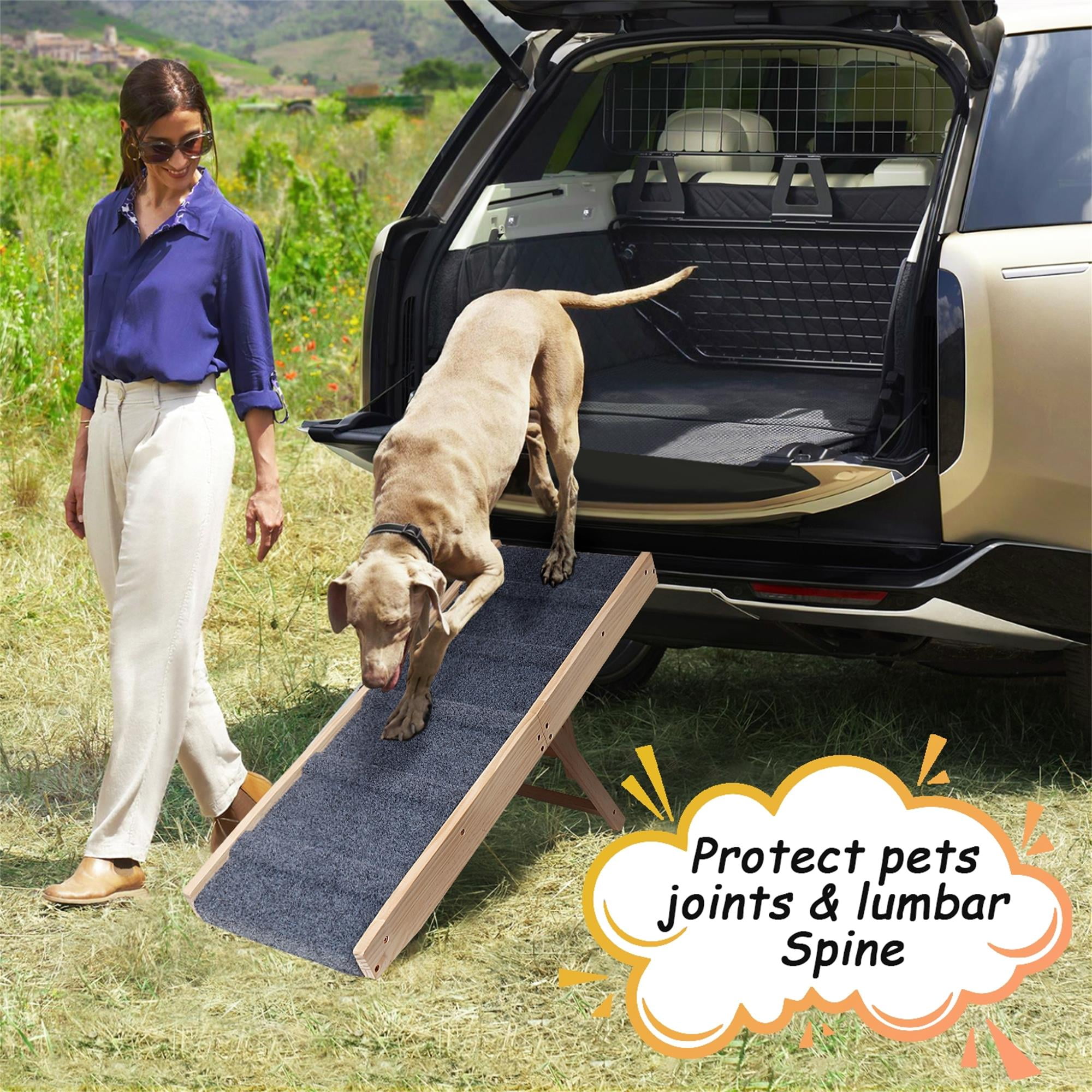 Pefilos 30" Folding Dog Ramp for Dogs and Cats - Dog Stairs for Couch ...