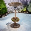 Westcharm 34 Inch Solar LED Bird Bath - Verdigris Green, Poly Resin ...