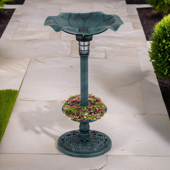 Pefilos 42" Outdoor Garden Bird Bath with Solar Light, Weather ...