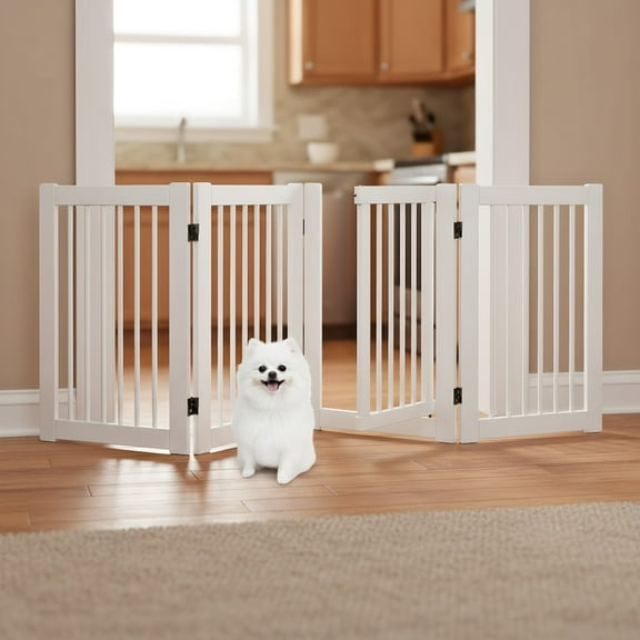 Height Extra Tall Freestanding Pet Gate Solid Wood Folding Fence Wooden ...