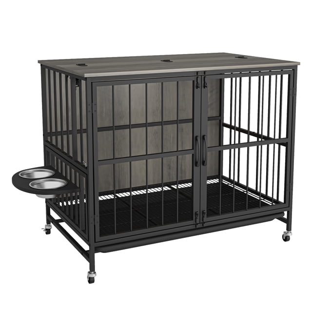 "Pefilos Modern 31.5"" Dog Crate Furniture with Tray, Indoor Wood Dog ...