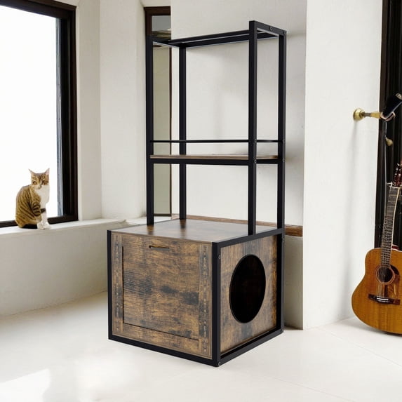 Pefilos 55" Hidden Cat Litter Box Enclosure Furniture with Storage ...