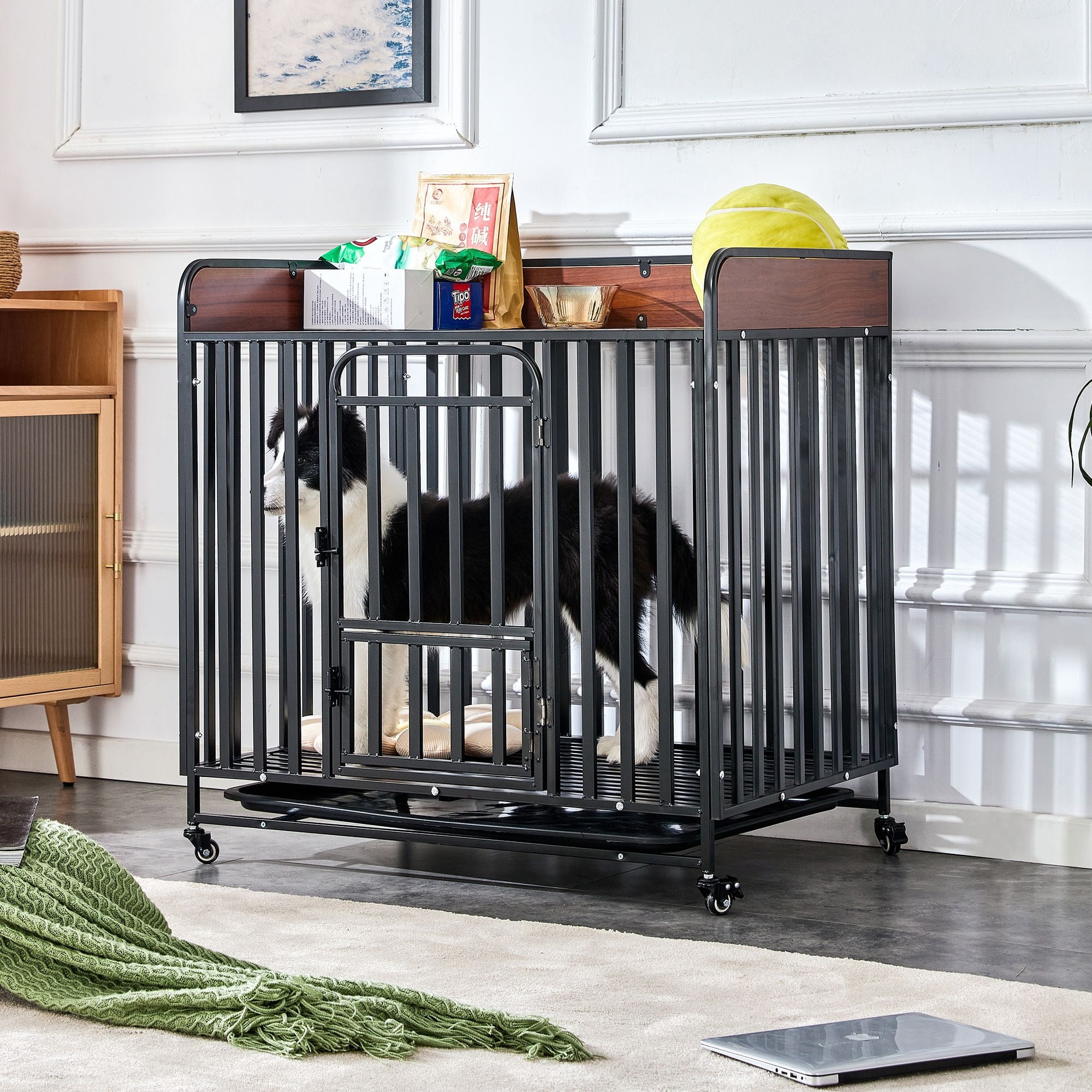 Pefilos 38" Heavy Duty Dog Crate, Furniture Style Dog Cage with ...